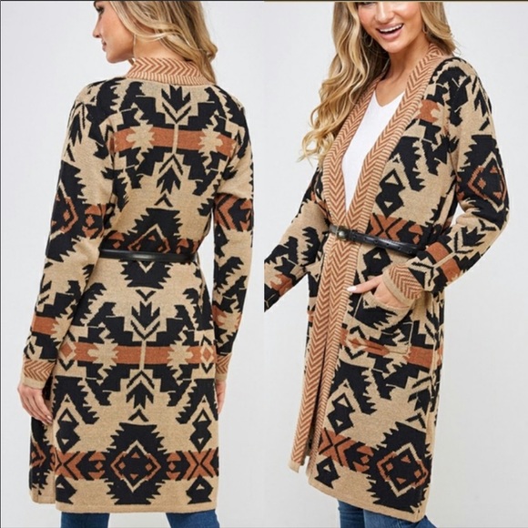 Sweaters | Belted Aztec Cardigan | Poshmark